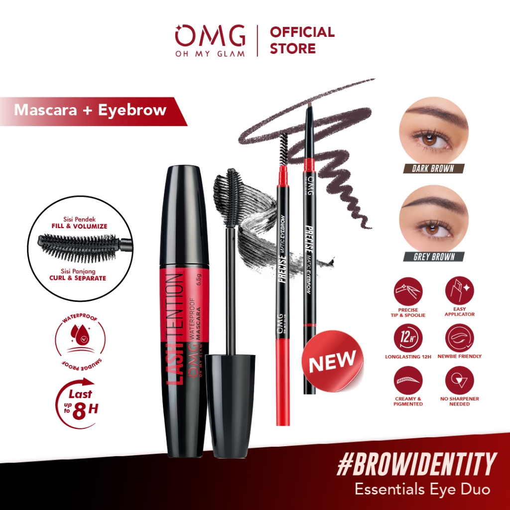 Jual [Essentials Eye Duo] OMG Oh My Glam Lashtention Mascara + Eyebrow ...