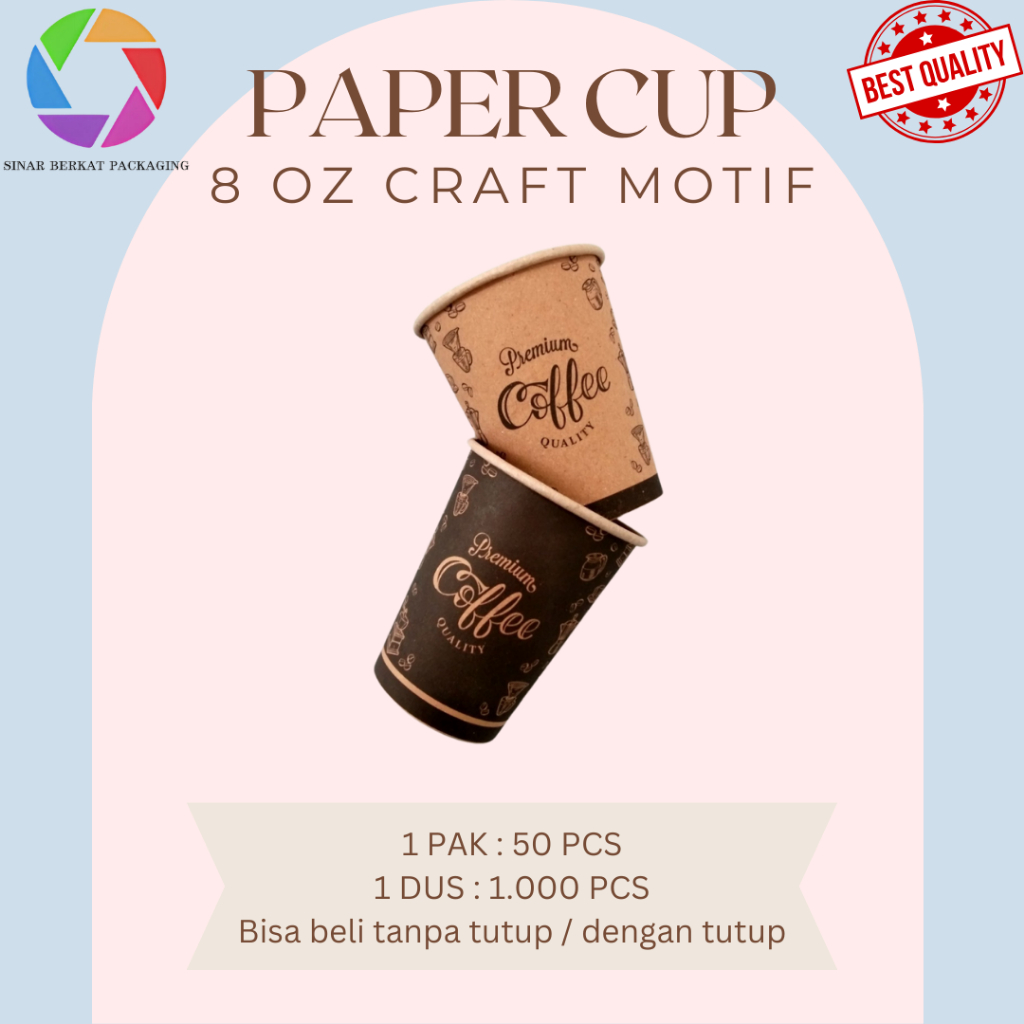 Jual Paper Cup 8 oz Motif Craft / Gelas Kertas Kopi Kraft | Shopee Indonesia