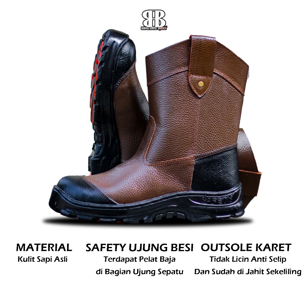 Jual sepatu safety boots kerja proyek kulit ref krushers Ujung Besi ...