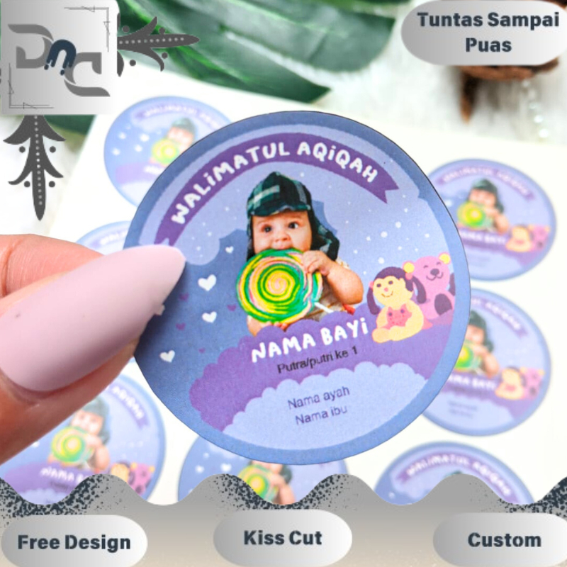 Jual 2-4 Stiker Label Tasyakuran Aqiqah Bayi Dnd Sticker Nama Anak ...
