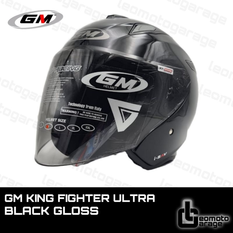 Jual HELM GM KING FIGHTER ULTRA HELM HALF FACE BLACK GLOSS | Shopee ...