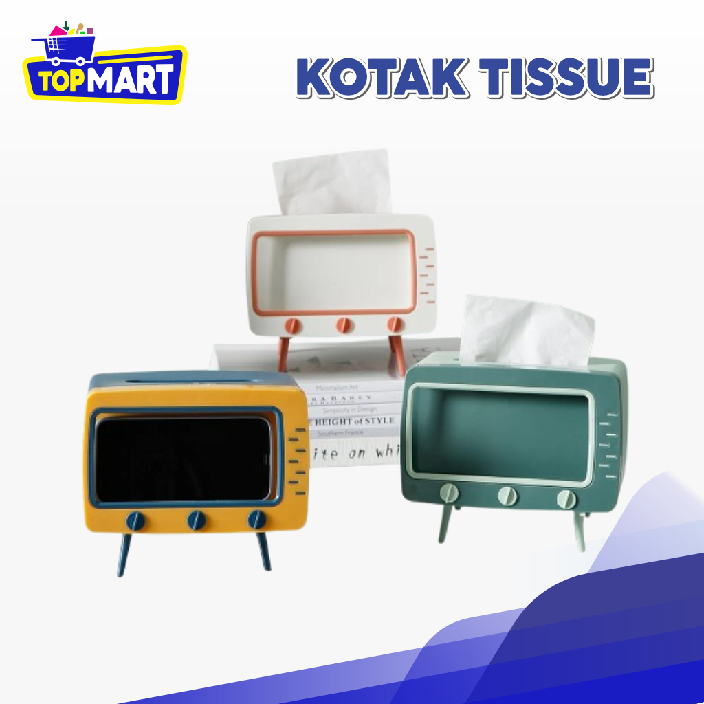 Jual TOPMART - Kotak Tissue Box Organizer Bentuk TV Handphone Holder ...