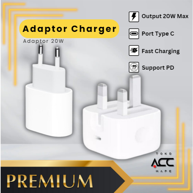 Jual POWER ADAPTOR CHARGER USB-C 20W OEM (Kaki 2/EU & Kaki 3/UK) for ...