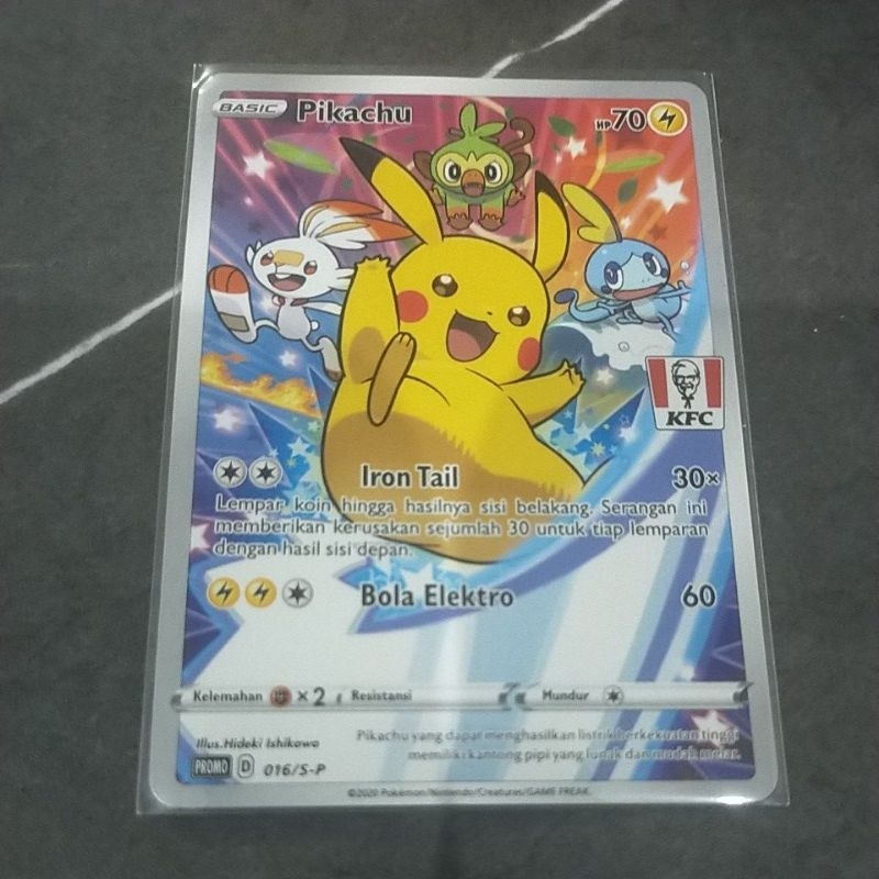 Jual kartu pokemon pikachu promo KFC tcg indonesia non holo kondisi LP ada dent di kanan ...