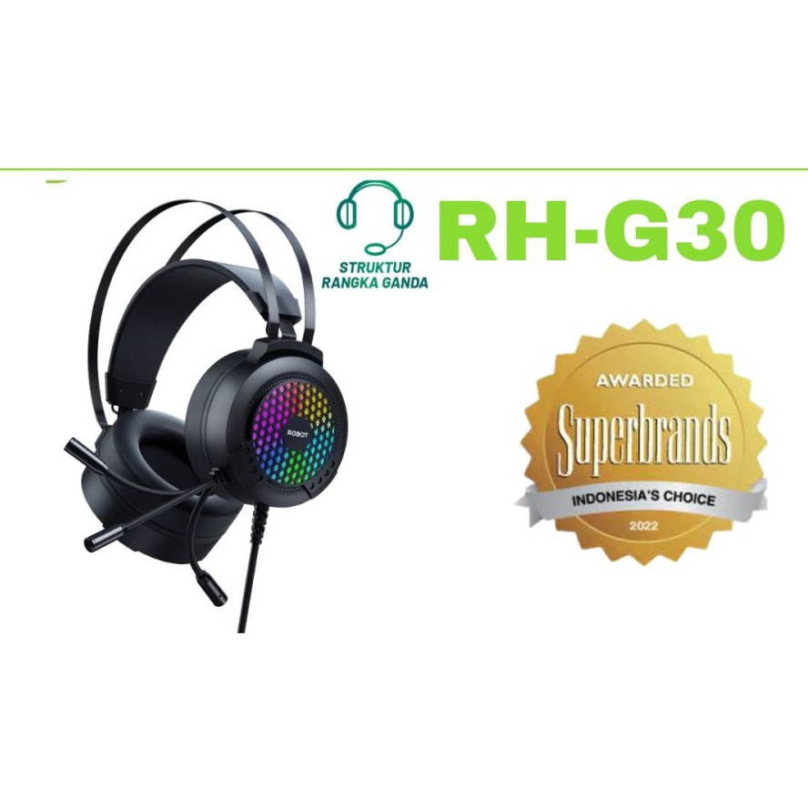 Jual ROBOT RH-G30 Gaming Headset RGB Light Effect with 360 Mic | Shopee ...