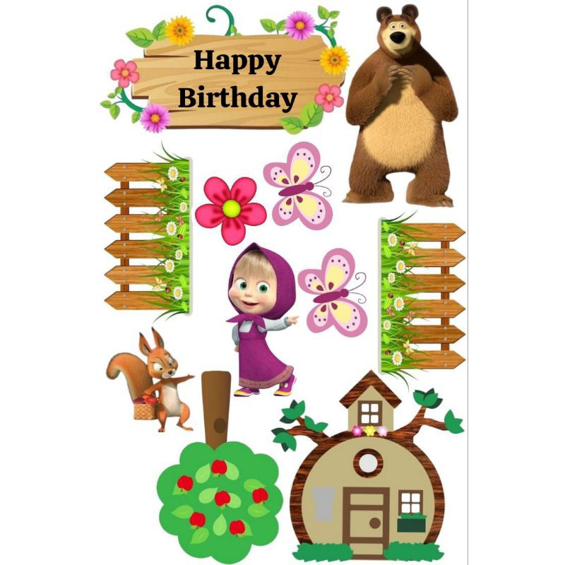 Jual Part 2 | Topper Marsha and The Bear Birthday Custom Nama/ Hiasan ...