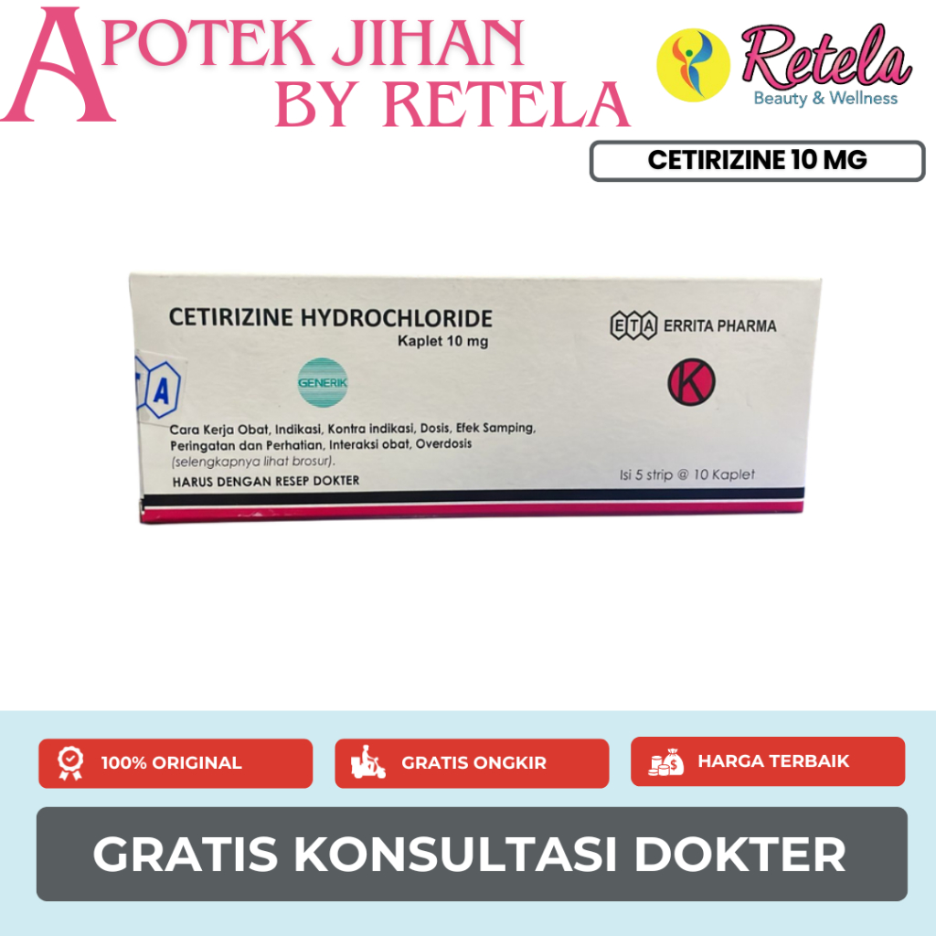 Jual CETIRIZINE 10MG ERRITA BOX 50 TABLET | Shopee Indonesia