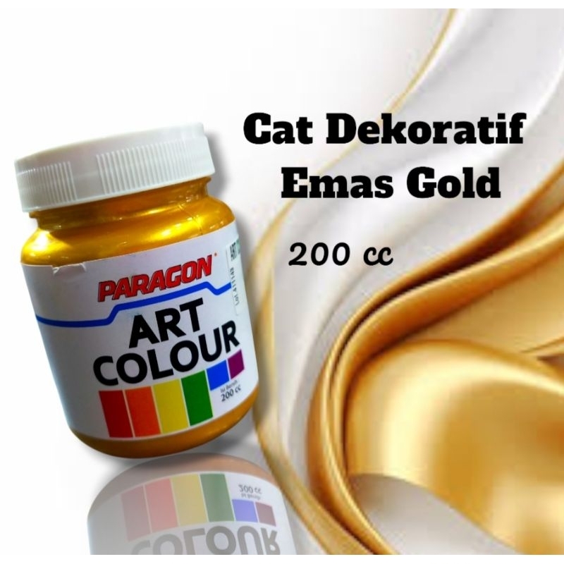 Jual cat dekoratif emas gold waterbased 200cc paragon art colour ...