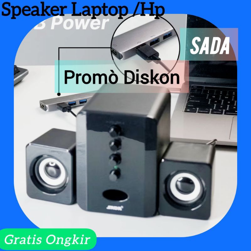 Jual Speaker Aktif Stereo 2.0 Subwoofer Bass Treble & Koneksi Kabel USB ...