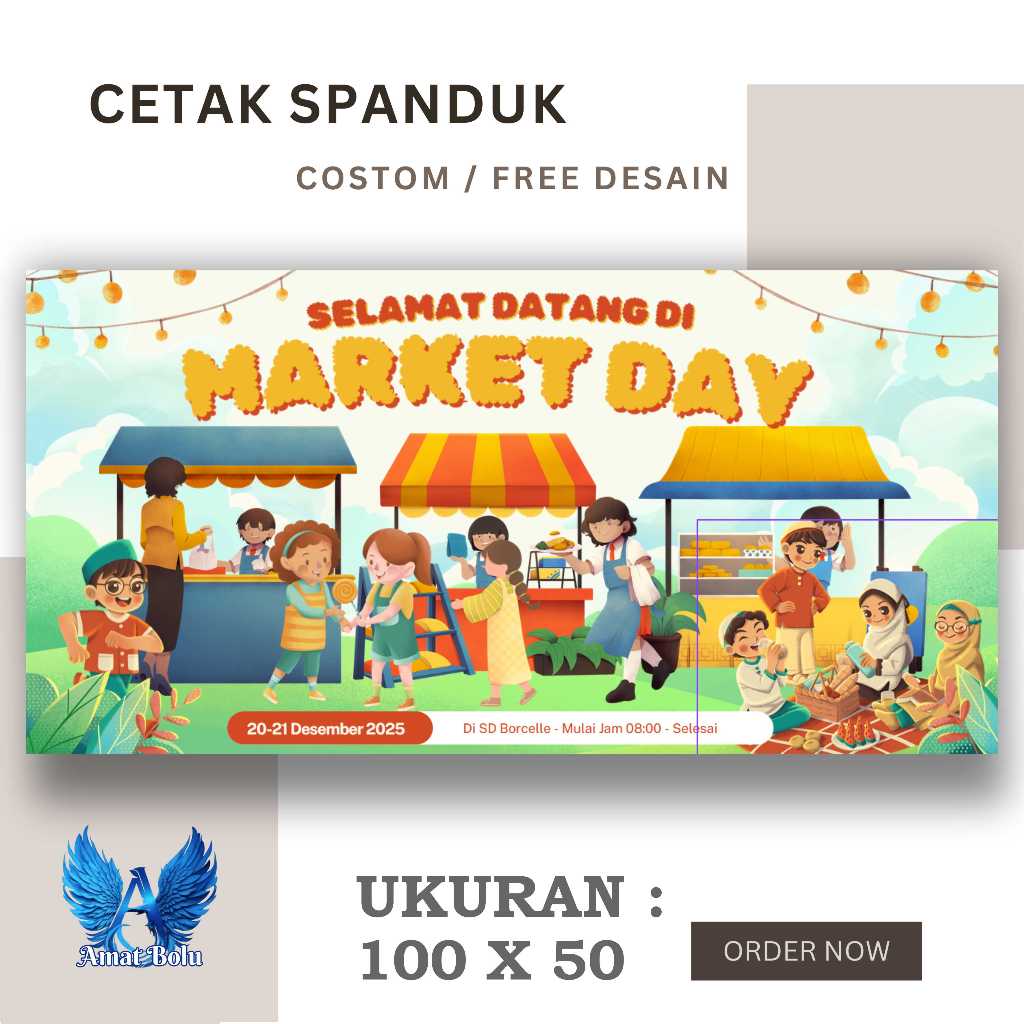 Jual Spanduk ,Banner MARKET DAY B Ukuran 100X50 cm Costom Desain ...