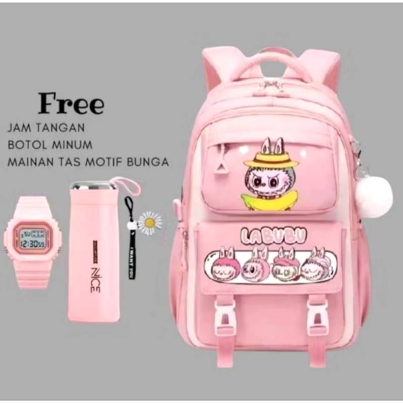 Jual READY Tas labubu anak BANYAK BONUSNYA COMBO HEMAT Tas Sekolah Anak Perempuan Motif LABUBU ...