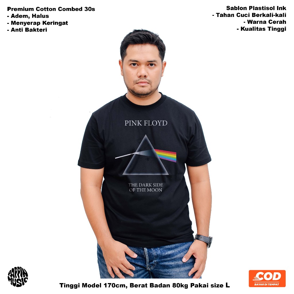 Jual KAOS BAND BEST QUALITY, KAOS MUSIK KAOS PINK FLOYD THE MOON -- PLASTISOL | Shopee Indonesia