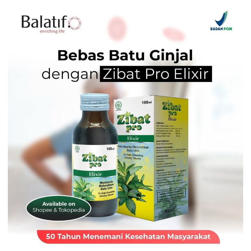Jual Zibat Pro Elixir 100 ml Bantu Meluruhkan Batu Urin/Batu Ginjal ...