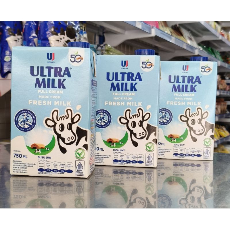 Jual Ultra Milk Full Cream 750ml/Susu UHT Ultra Full Cream/Ultra Susu ...