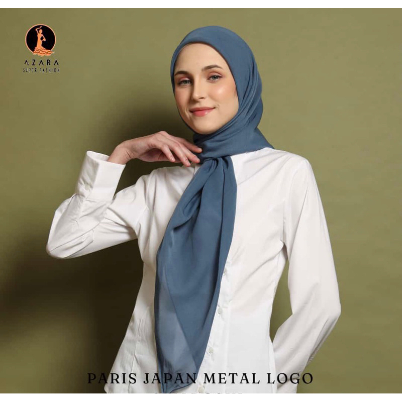 Jual Hijab paris jadul azara polos metal logo / segi Empat polos paris ...