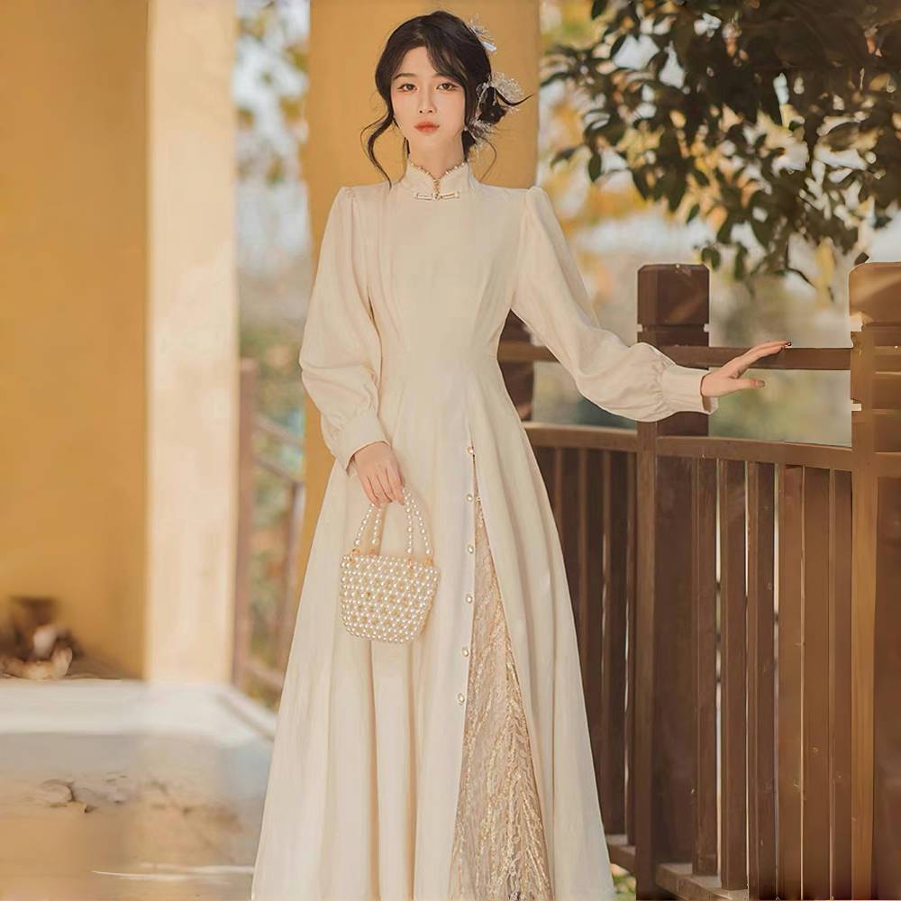 Jual Dress French Temperament Hepburn Style design brukat gamis modern ...