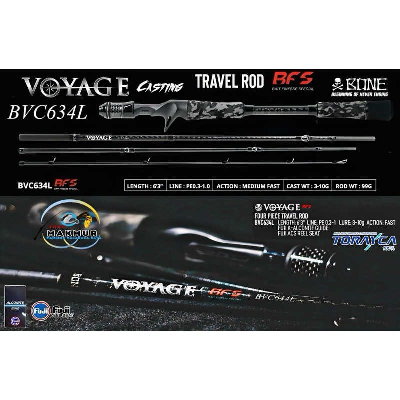 Jual Joran Type BC Bone Voyage BFS BVC634L | Travel Rod | Berat Rod ...