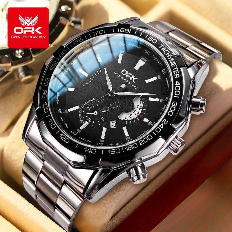 Jual OPK Jam Tangan Pria Anti Air Original Rantai Analog Chain ...