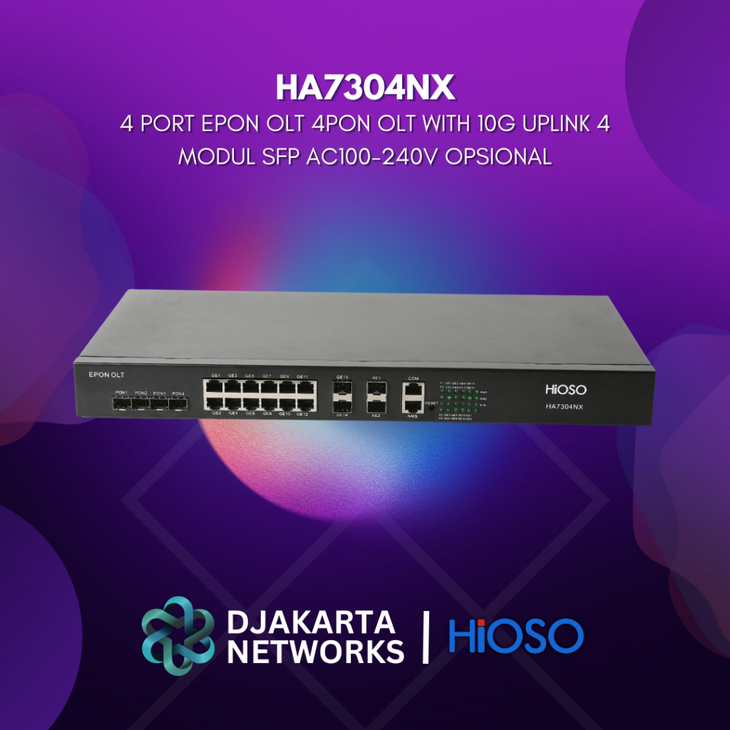Jual HA7304NX HIOSO 1U RACK TYPE 4 PON PORTS 10G UPLINK OLT EPON GPON ...