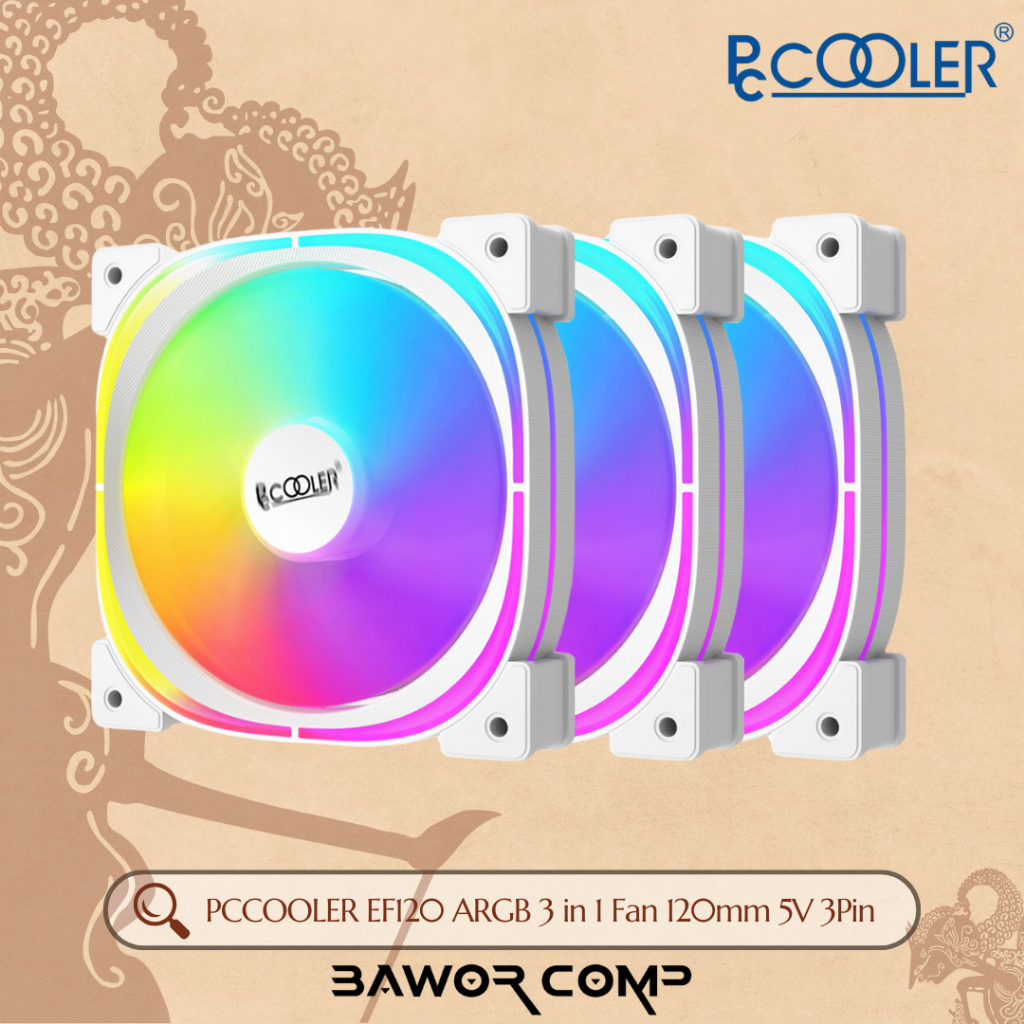 Jual PCCOOLER EF120 ARGB 3 in 1 Fan 120mm | Triple Pack Fan 5V 3Pin WHITE | Shopee Indonesia