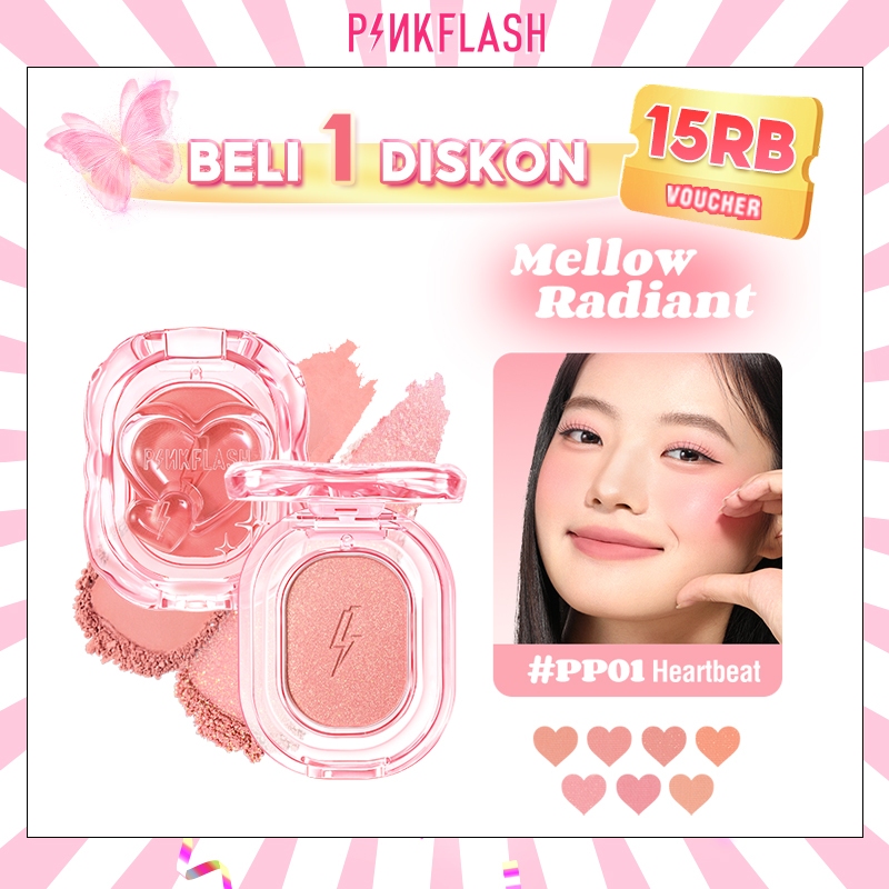 Jual PINKFLASH Mellow Radiant Blush Matte Shimmer Blusher High Pigment ...