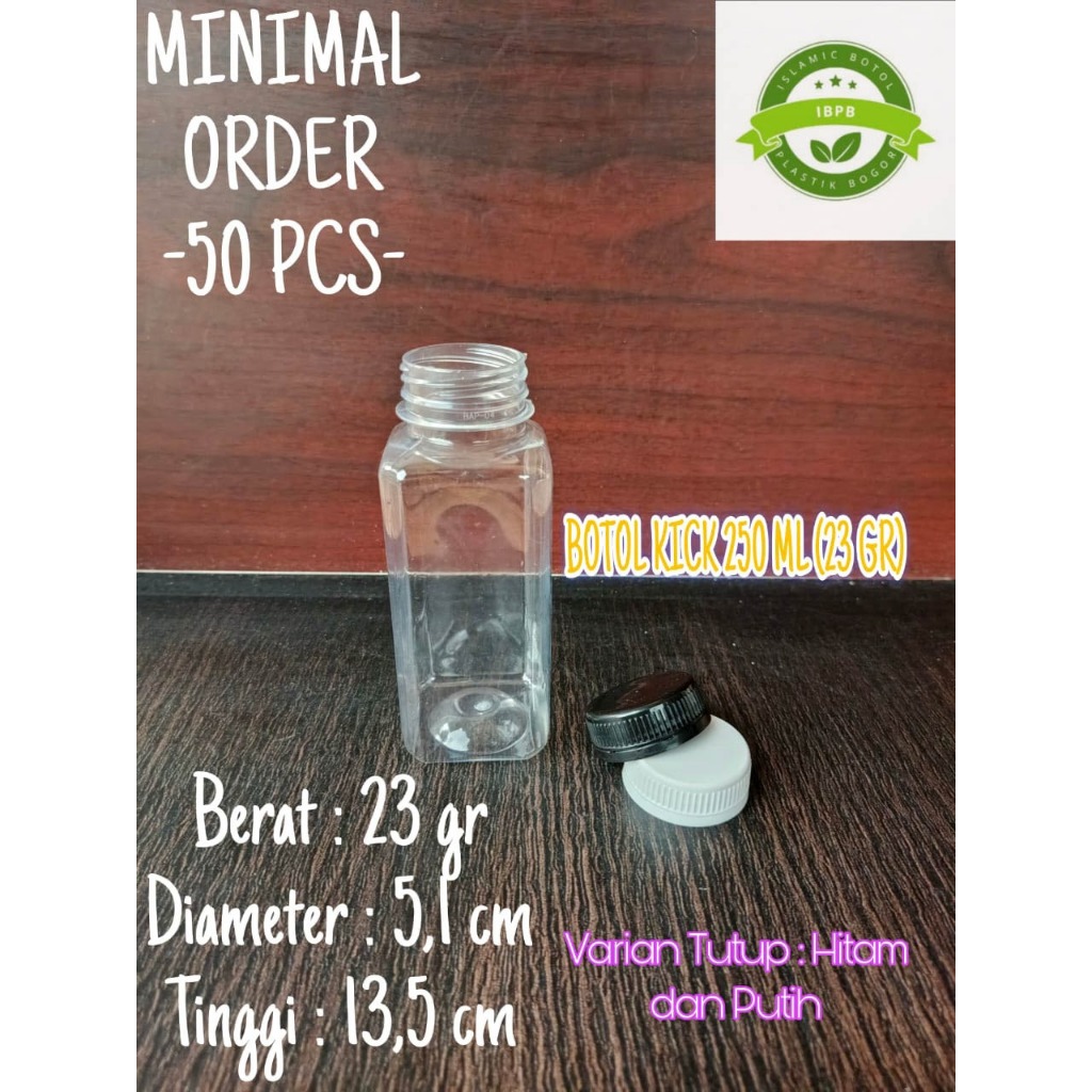 Jual Botol Kick 250 ml Tebal (23 gram) / Botol Kale Kotak / Botol ...