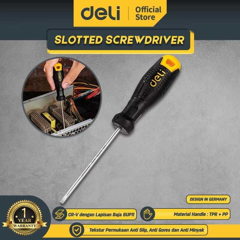 Jual DELI Obeng Minus (Slotted Screwdriver) Ukuran 75 - 300mm ...