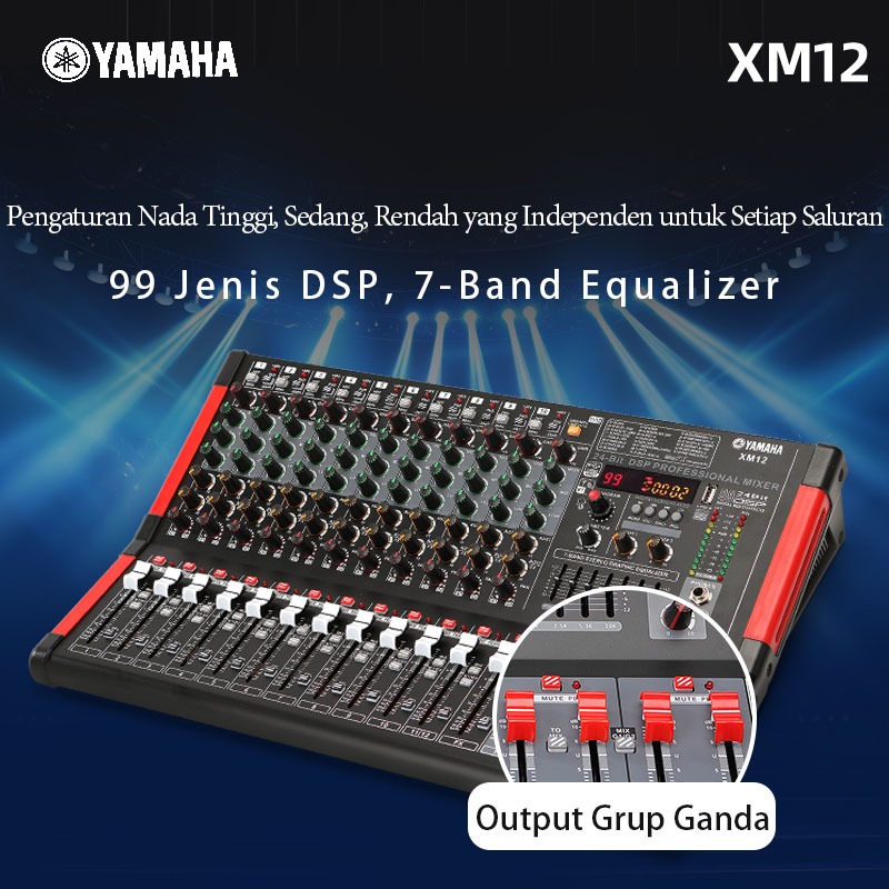 Jual Profesional mixer audio yamaha/XM12,2 output grup/built-in 7-band ...