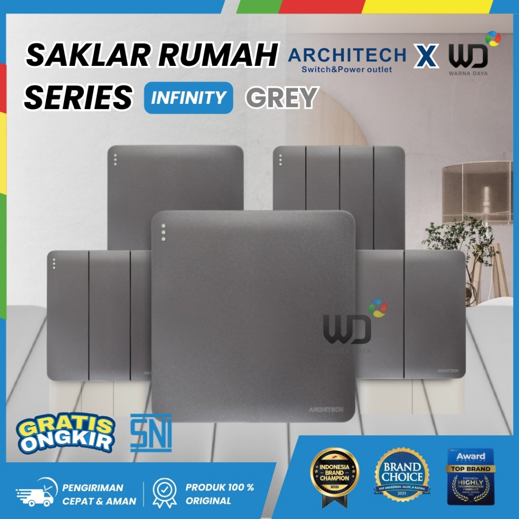Jual ARCHITECH INFINITY A63 SAKLAR LAMPU 1 ARAH - GREY | Shopee Indonesia