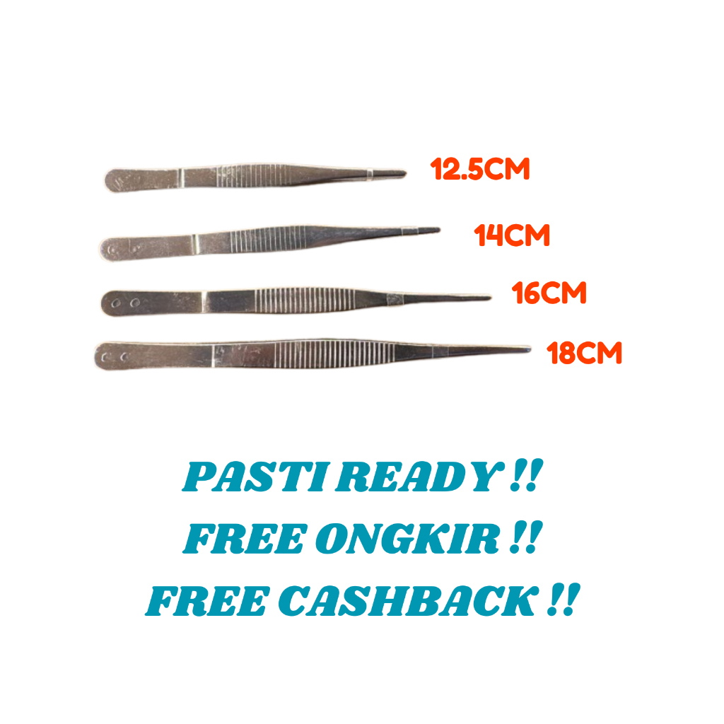 Jual PINSET ANATOMI UKURAN 12,5 14 16 18 CM PINSET BEDAH 4 UKURAN ...