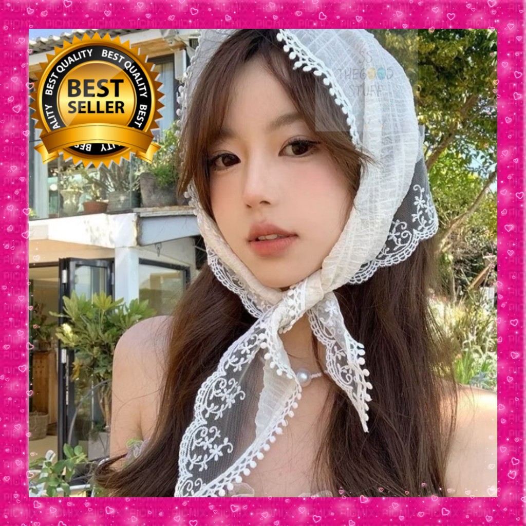 Jual Gaya Aesthetic Raw Lace Syal Korea Jilbab Untuk Gaya Anda | Shopee ...
