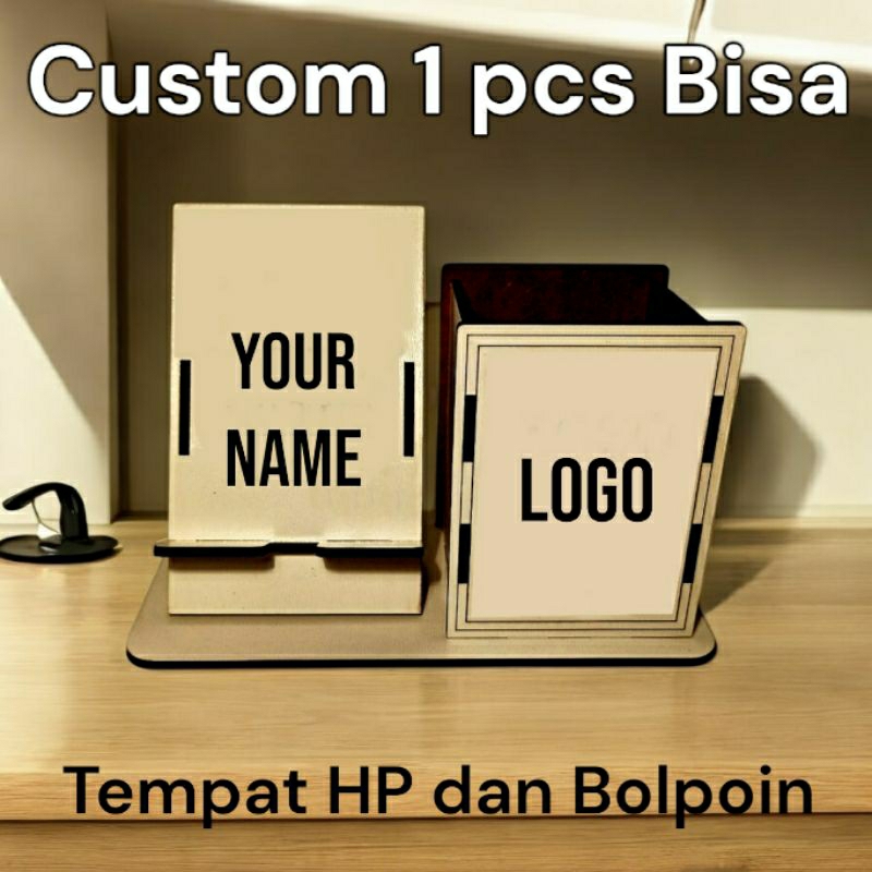 Jual tempat pensil dan hp kayu custom, holder hp, tempat pensil bolpoin ...