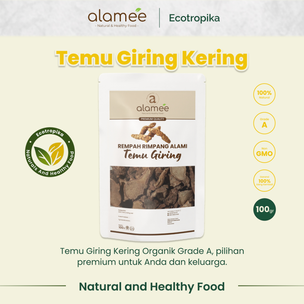 Jual Temu Giring Kering Organik Iris Kuning Gajah Rempah Rimpang Alami ...