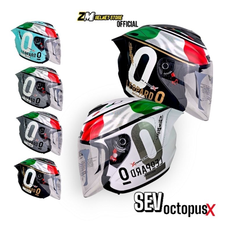 Jual Helm SEV OCTOPUS Motif Leopard Half Face Kekinian SNI | Shopee ...