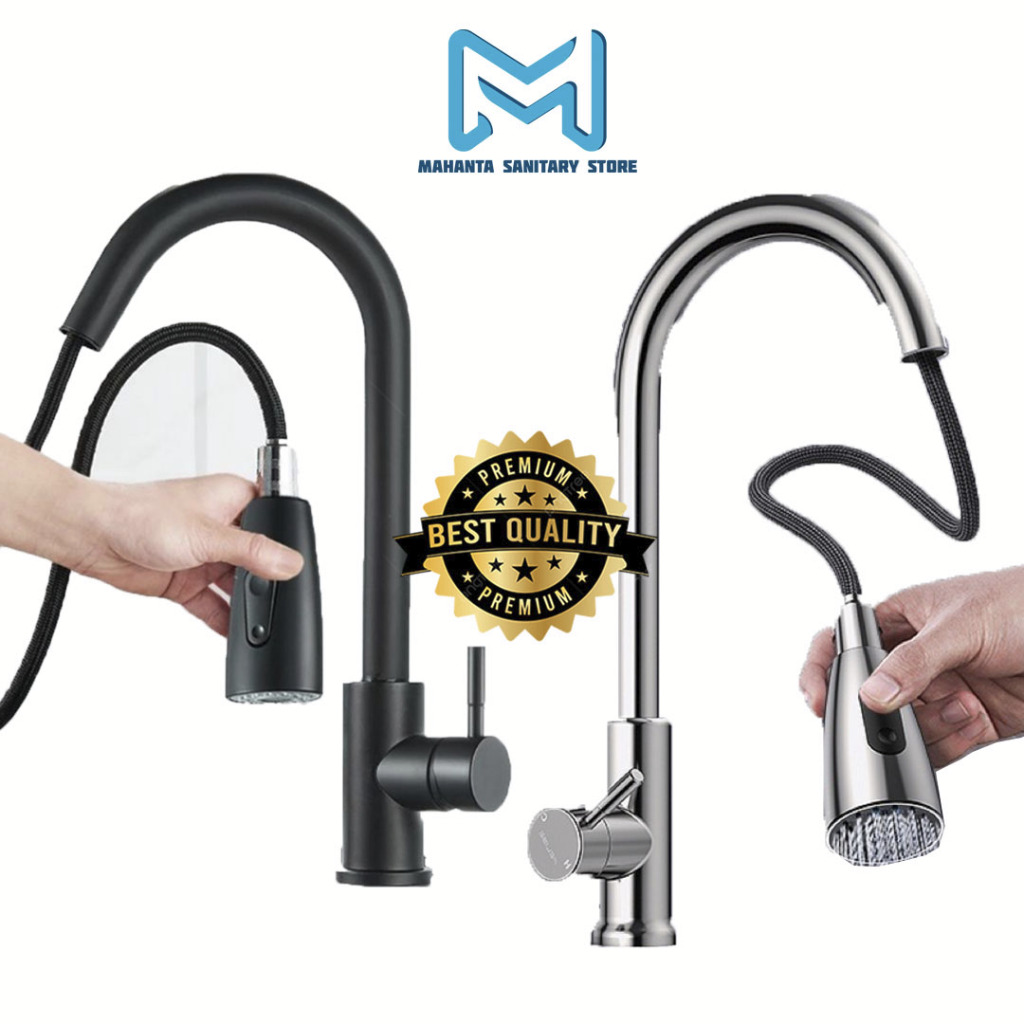 Jual KRAN TARIK STAINLESS SUS304 KRAN CUCI PIRING FLEKSIBEL WARNA HITAM ...