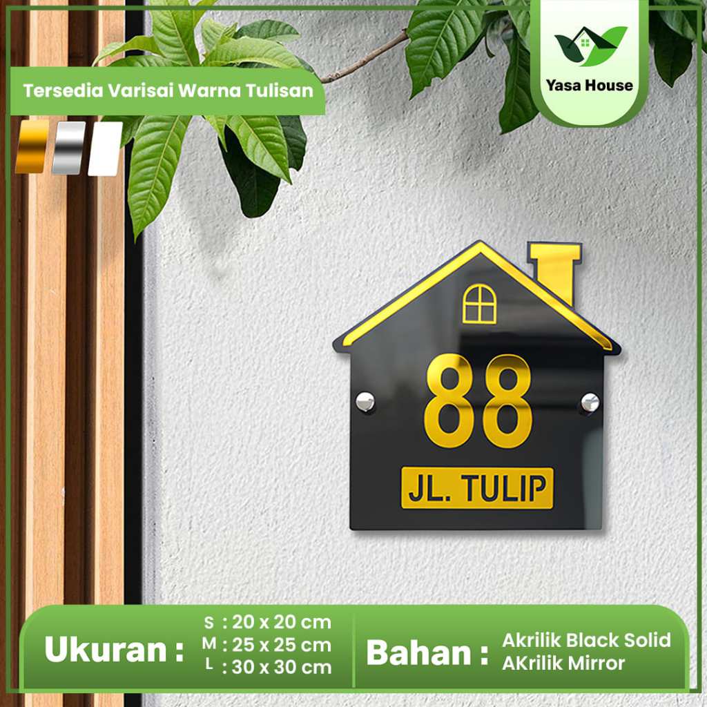 Jual Plat Rumah Model Rumah Kotak / Plat Nomor Rumah Akrilik /Papan ...