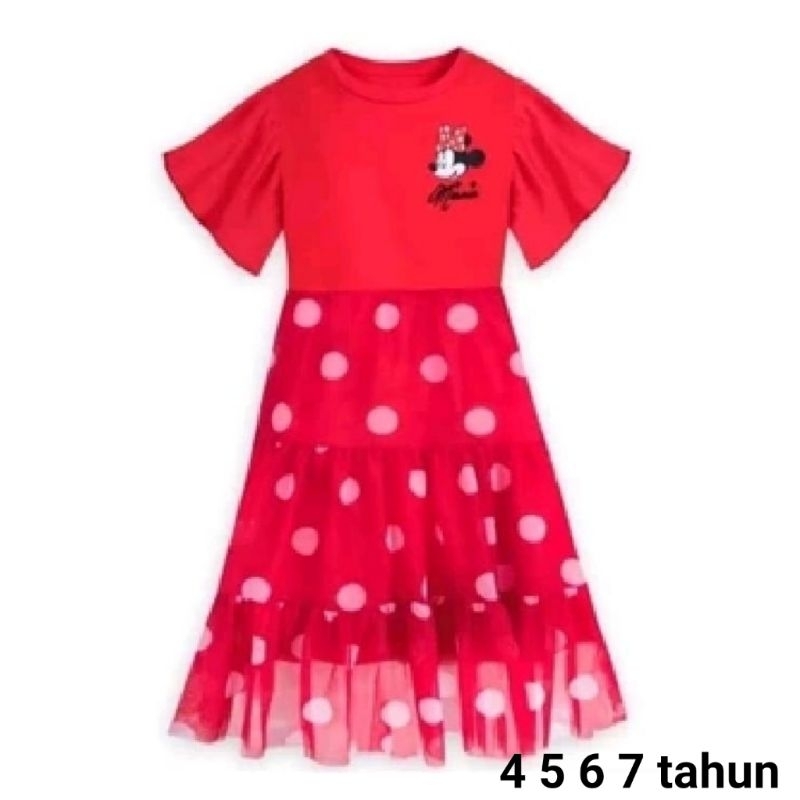 Jual Dress tutu tulle tile anak perempuan Disney 4 5 6 7 tahun merah ...