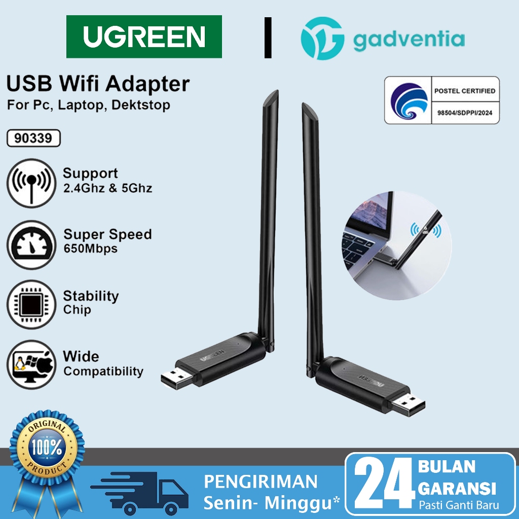 Jual Ugreen Usb Dongle Wifi Wireless Adapter 650mbps 6dbi High Gain