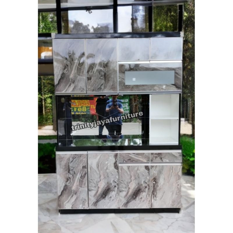 Jual Lemari Dapur HPL 4 Pintu Pintu Slowmotion/ Lemari Piring / Lemari ...