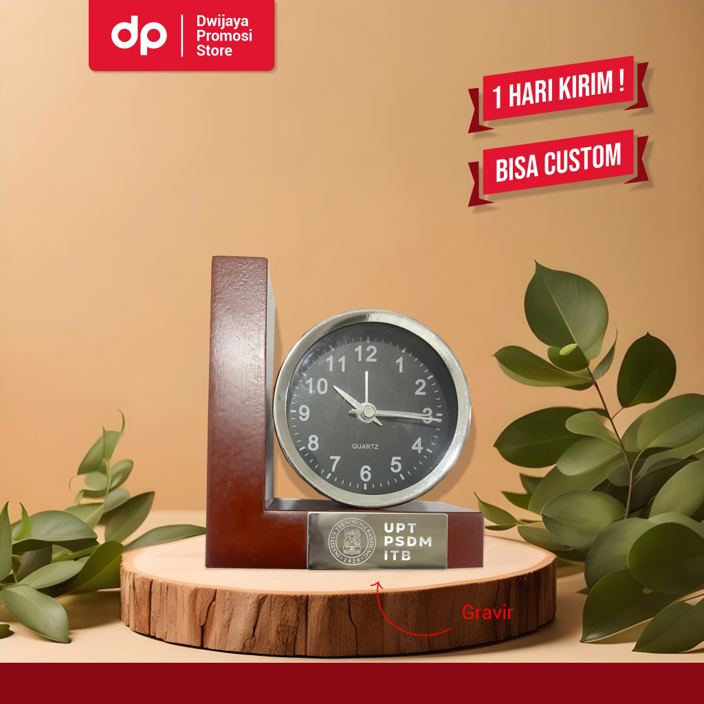 Jual Jam Meja Kayu Model L Custom Desain Gravir dan Printing UV ...