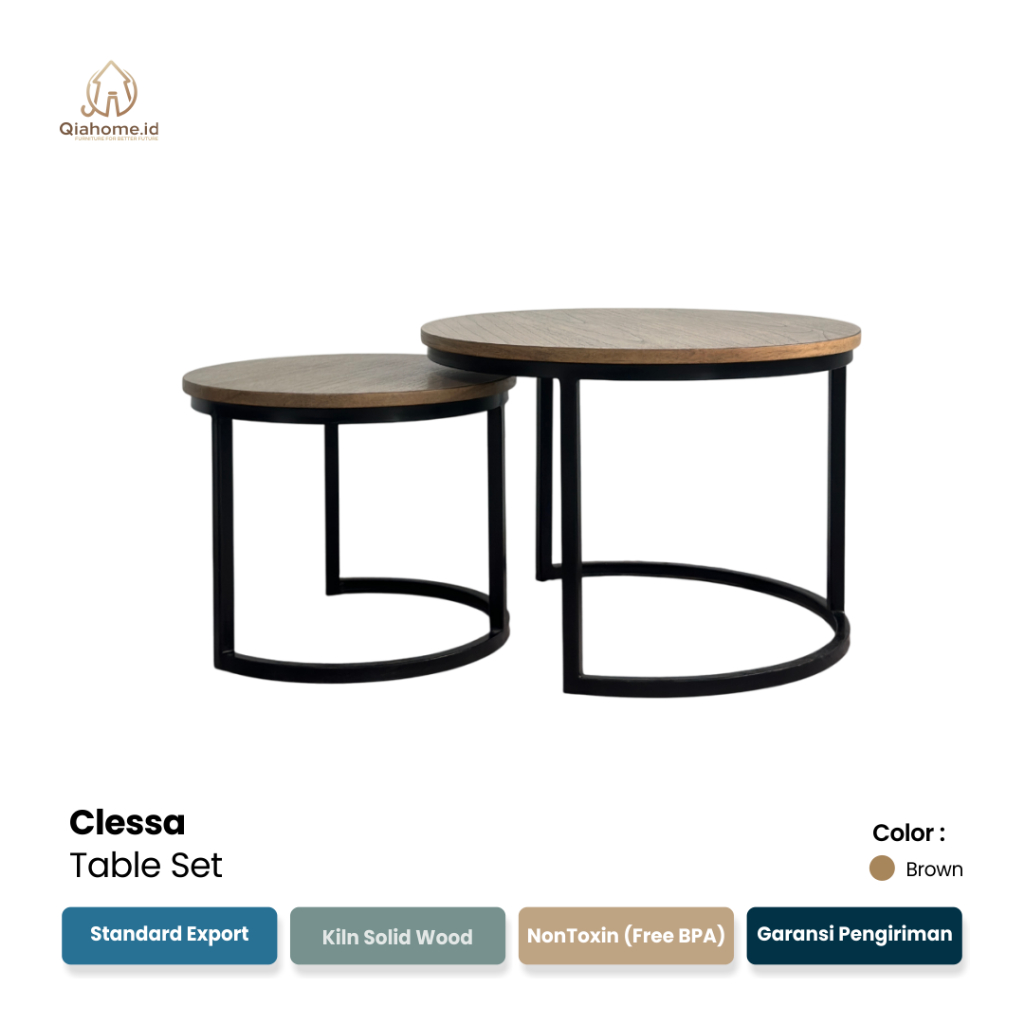 Jual QIAHOME Clessa Coffee Table SET Meja Ruang Tamu Minimalis Moden Meja Kayu | Shopee Indonesia