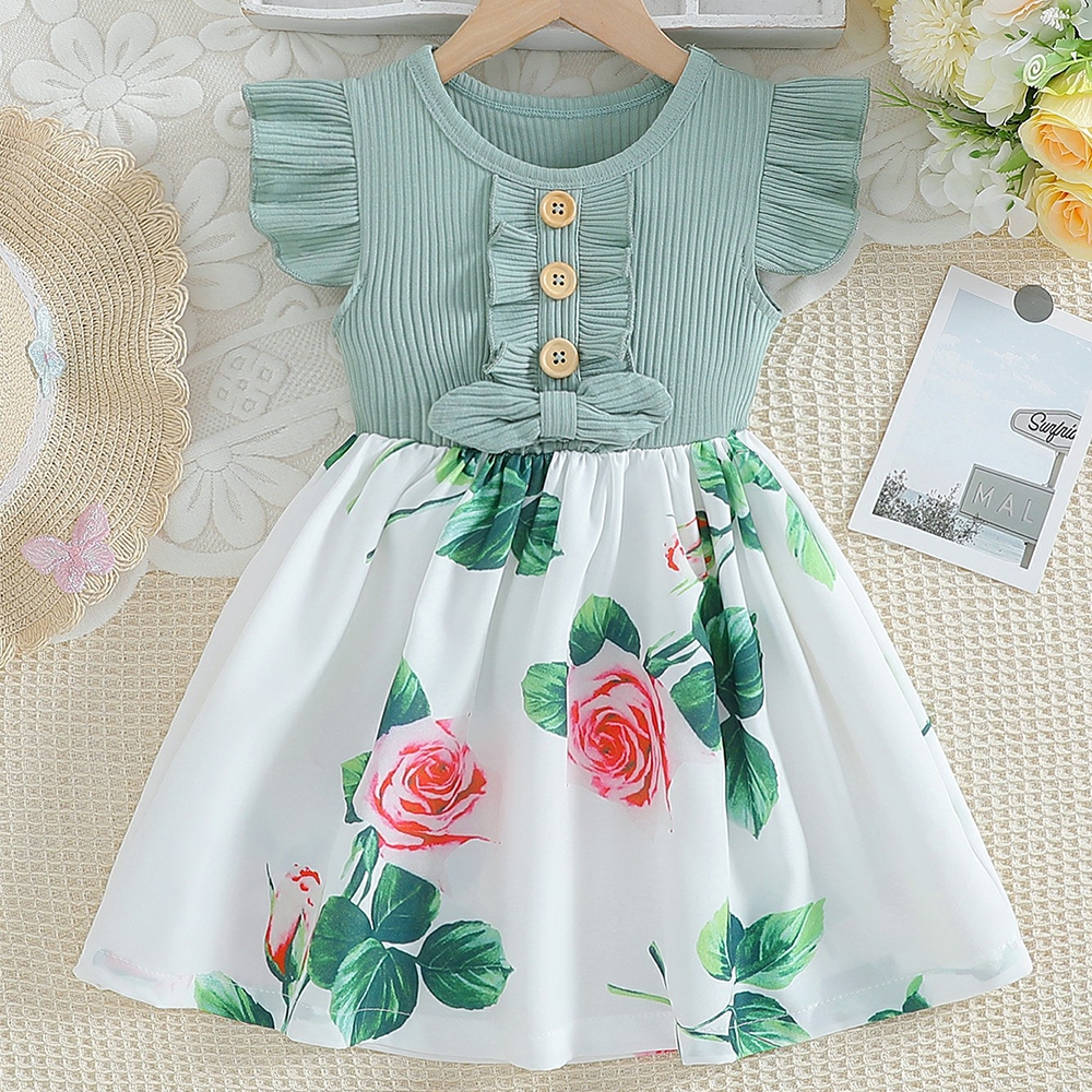 Jual 2-8Yrs Sage green Gaun Princess Cetak Gadis Cantik 2025 beautiful ...