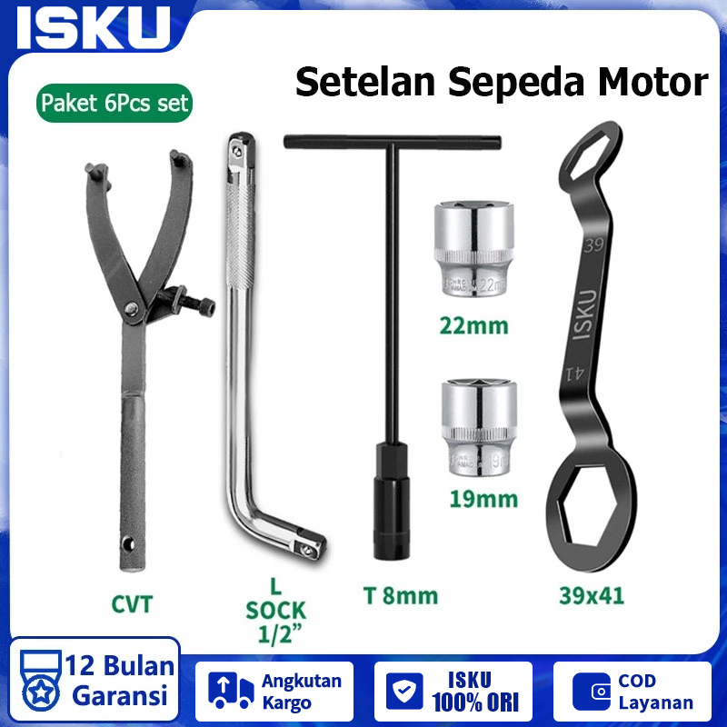 Jual ISKU Kunci Treker CVT Matic + Kunci Tahanan Mur Kopling 39 x 41+ Kunci T 8mm + Mata Shock ...