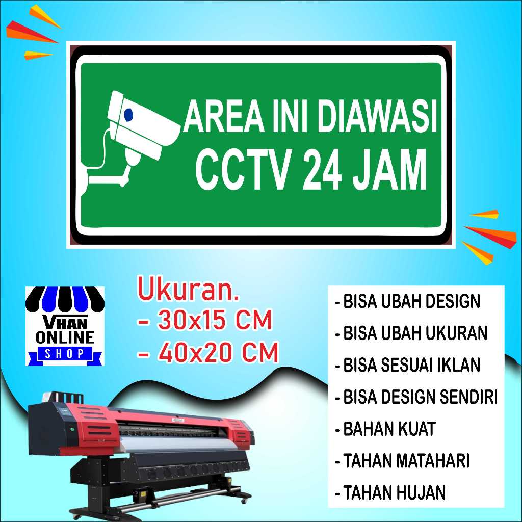 Jual Cetak Sticker Tulisan Di awasi CCTV Bahan Kuat Hijau | Shopee ...