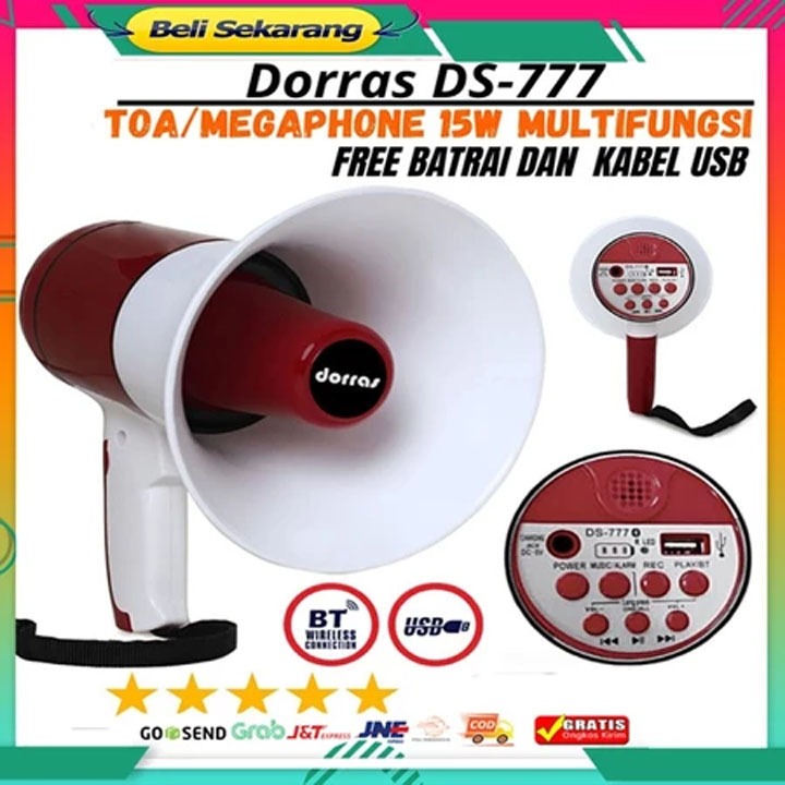 Jual megaphone elektrik toa Doras DS-777 toa 15watt toa bluetooth alarm ...