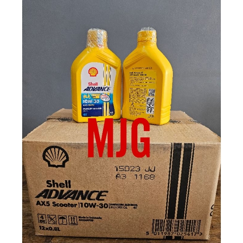 Jual Oli Shell Advance AX5 Scooter Matic SAE 10W-30 800ML/0.8Liter/ (1 Dus isi 12 Botol) Oli ...