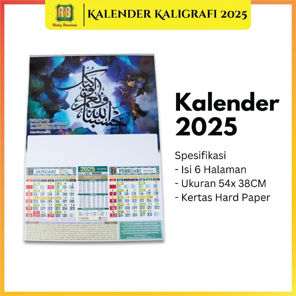 Jual Kalender Tanggalan Tahun 2025 hanifah Eksklusif Islami Dinding ...