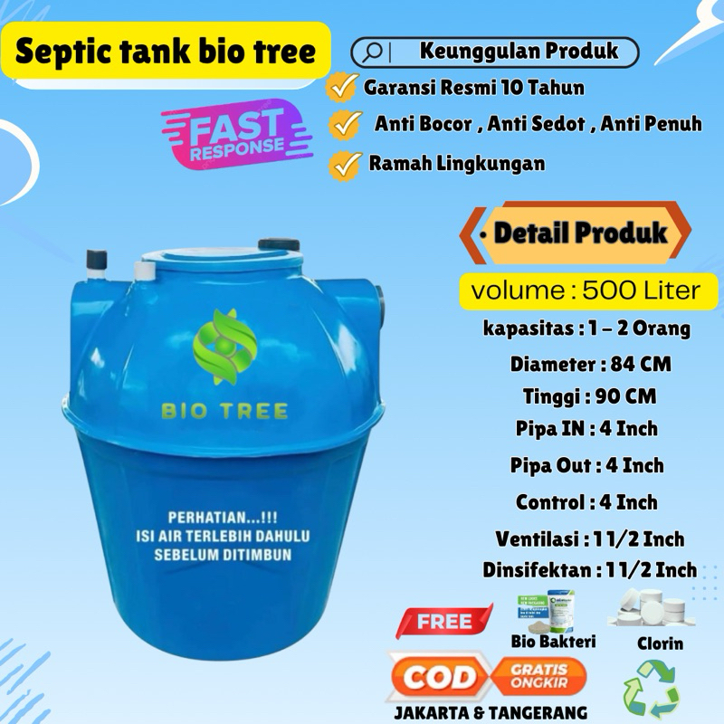 Jual Septic tank bio 500 liter Biofill , Biofilter , Biotech , Biotree ...