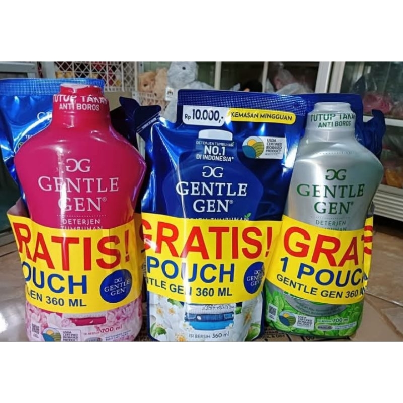 Jual Gentle Gen B1G1 Deterjen Cair Konsentrat 700ml Free Refill 360ml ...