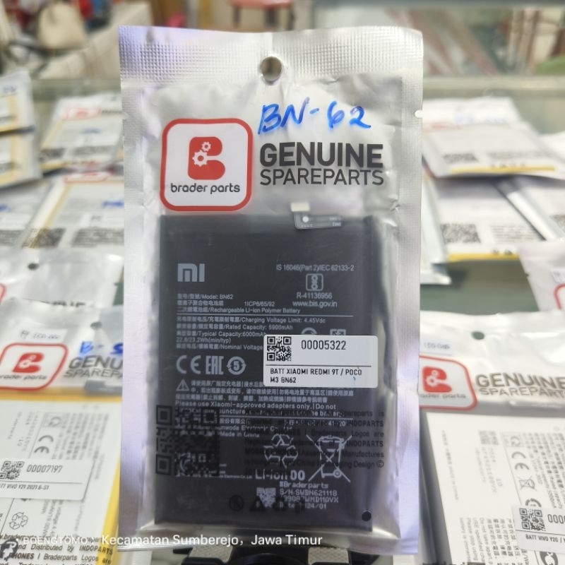 Jual Baterai Xiaomi Redmi 9T / Poco M3 ( BN-62 ) | Shopee Indonesia